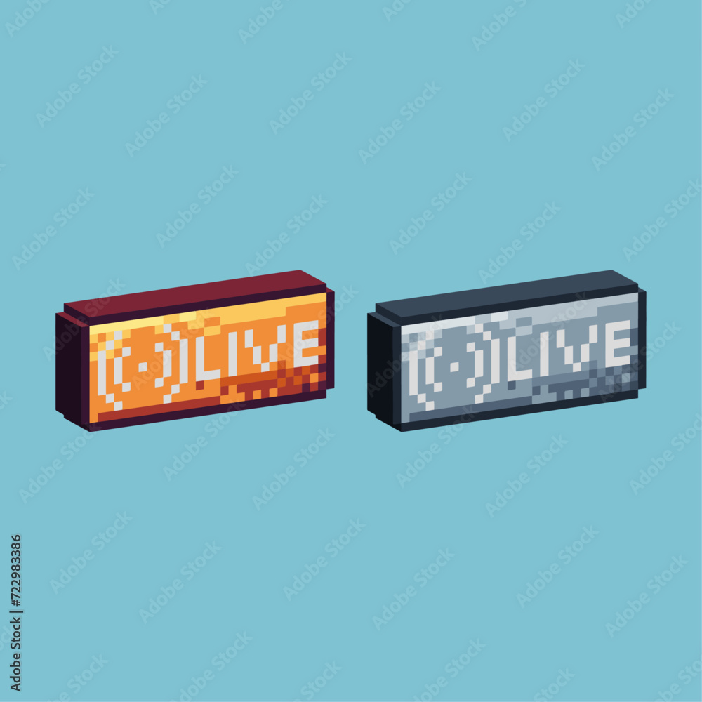Isometric Pixel art 3d of live button icon for items asset. Live icon ...