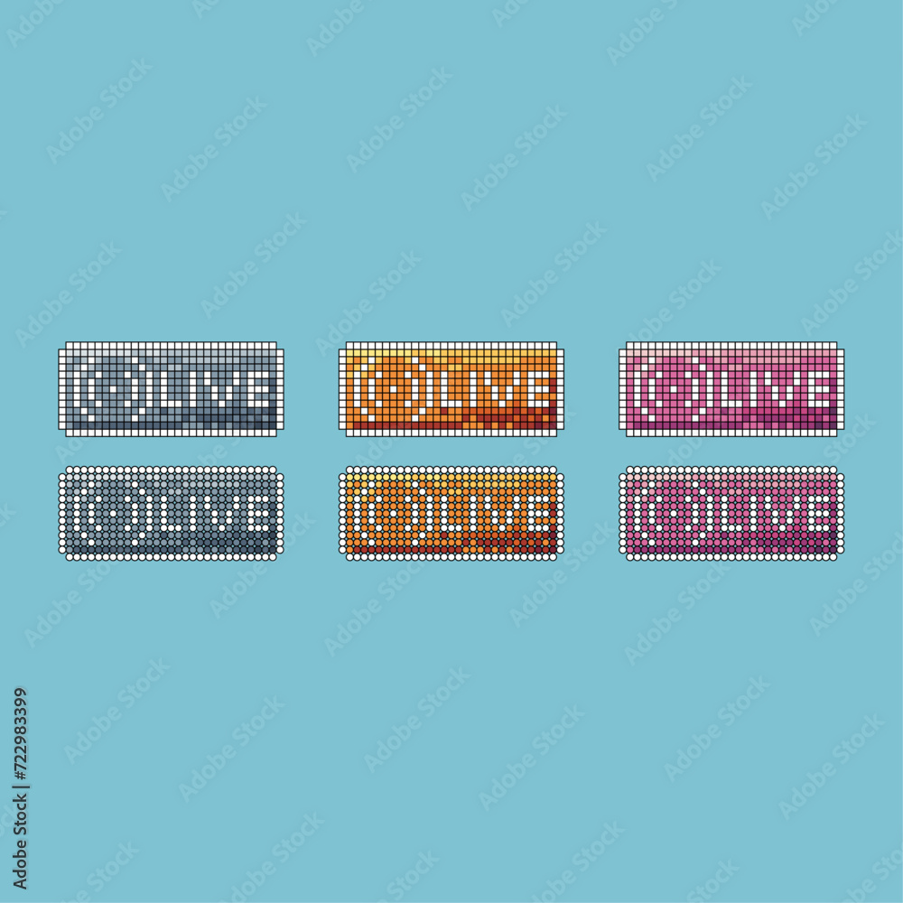 Vecteur Stock Pixel art stroke sets icon of live button variation color ...
