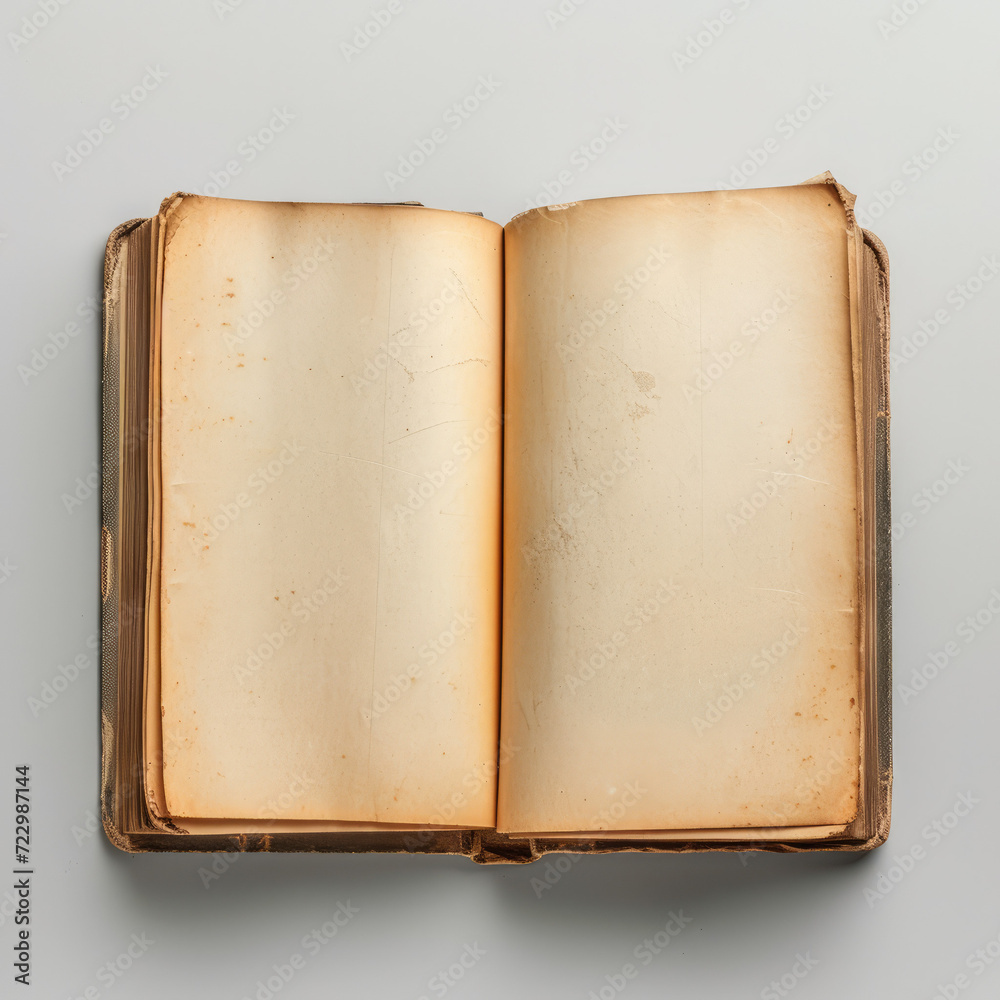 Vintage open book mockup isolated on background, blank pages for custom ...