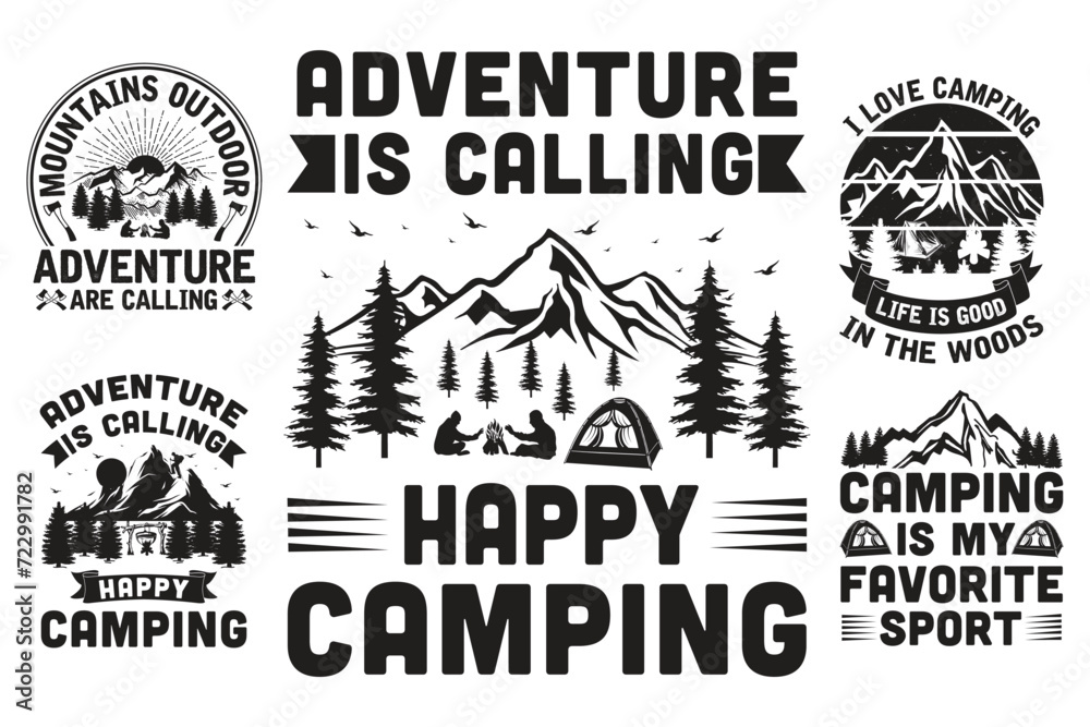 Camping SVG Bundle, Calligraphy graphic design typography element, Hand ...