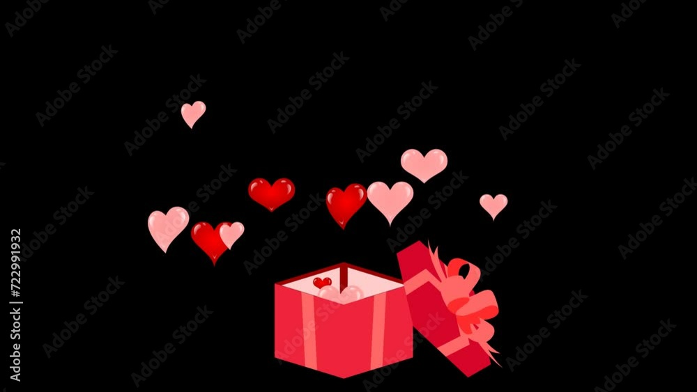 Vidéo Stock animated gift box open with hearts popping out. different ...