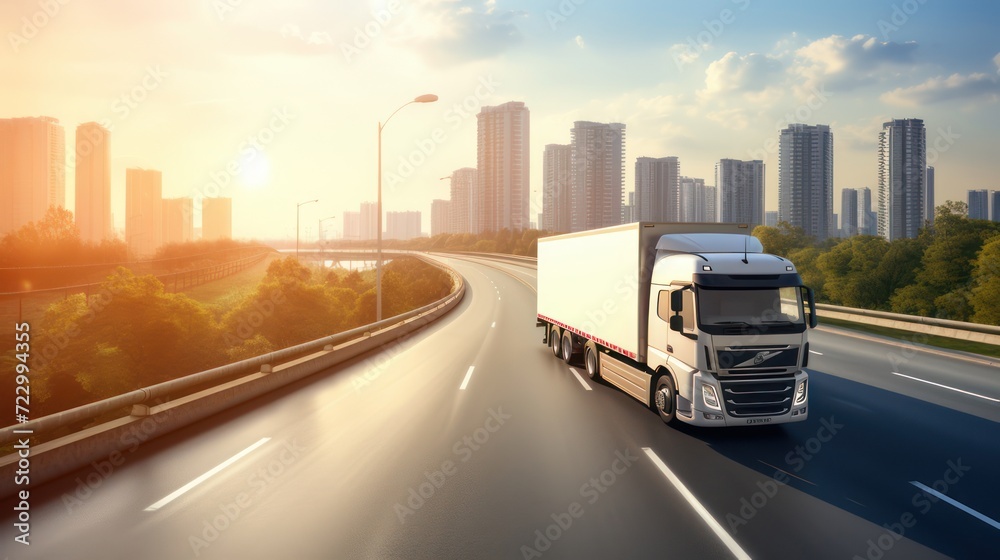Box truck shipping delivery service city road scene Stock Photo | Adobe ...