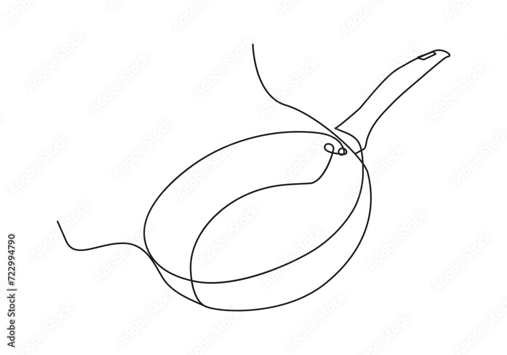 Frying pan in continuous drawing vector. One line Frying pan icon ...