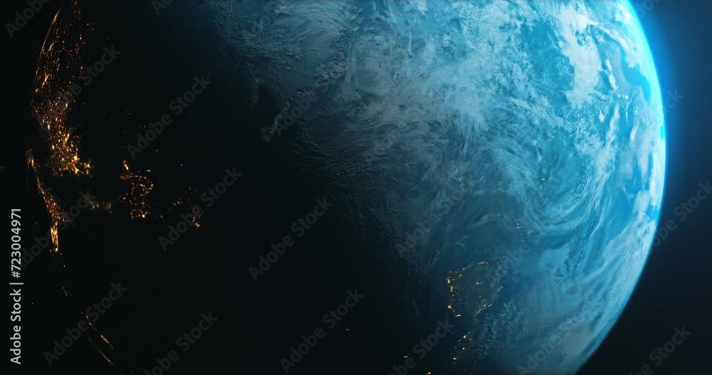 Rotating Planet Earth From Space. Realistic Earth And Stars Background ...