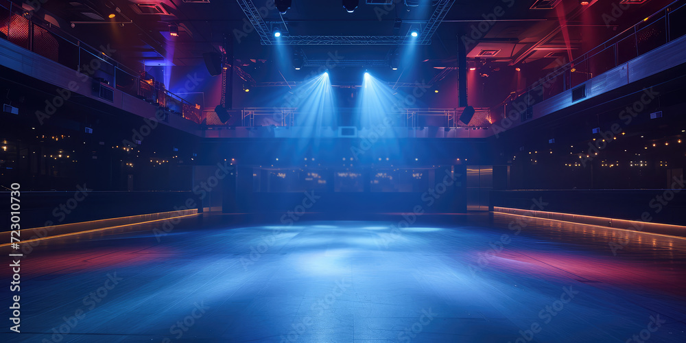 Neon Lit Empty Nightclub with Dance Floor. An empty nightclub with ...