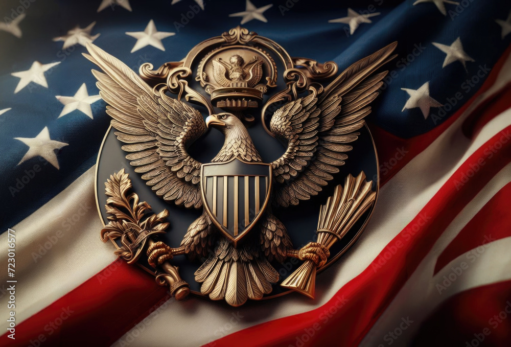 The symbol of the United States. Emblem with the US flag Stock ...