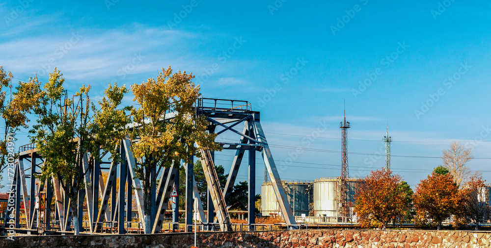 old iron bridge and tanks nuclear storage facility in Chernobyl Stock ...