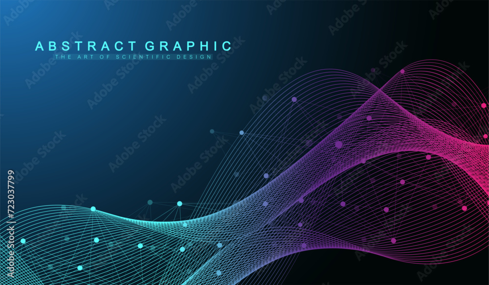 Abstract tech network connection dots. Digital technology and big data ...