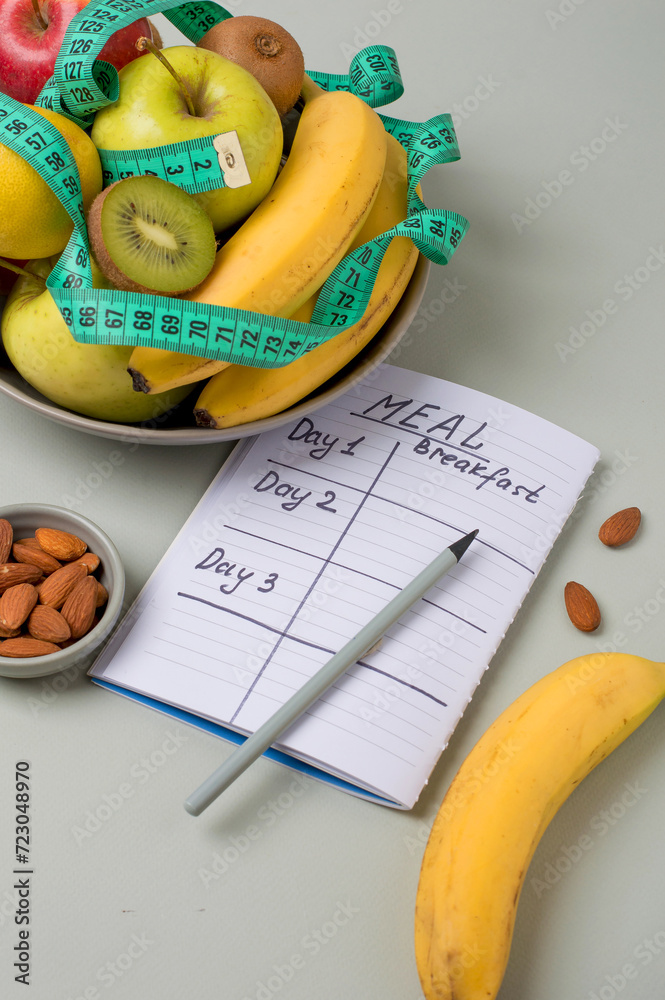 Drawing up a nutrition plan, healthy lifestyle, weight and calorie ...