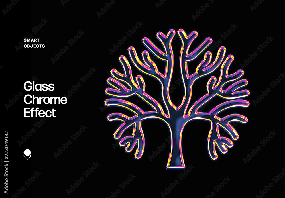 Glass Chrome Text And Logo Effect Mockup Stock Template | Adobe Stock