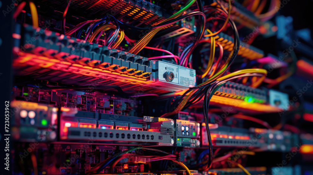 Complex networking cabling in server racks Stock Illustration | Adobe Stock