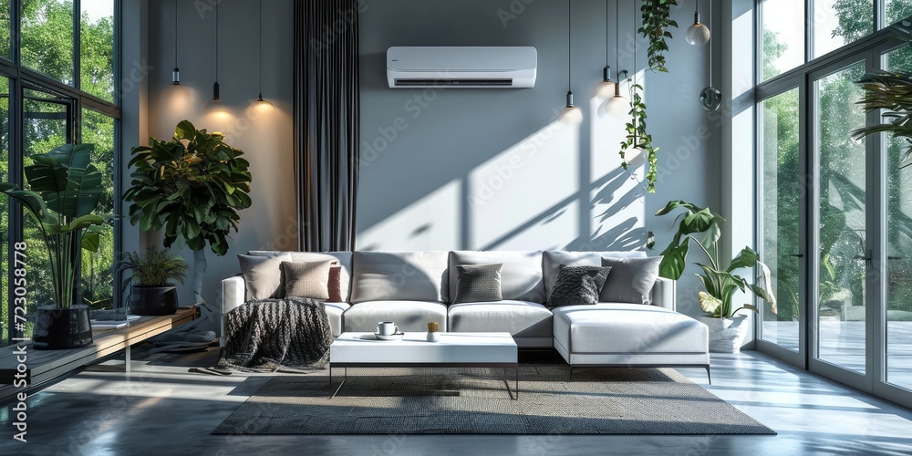 generic air conditioner purifier or AC controller split unit mockup ...