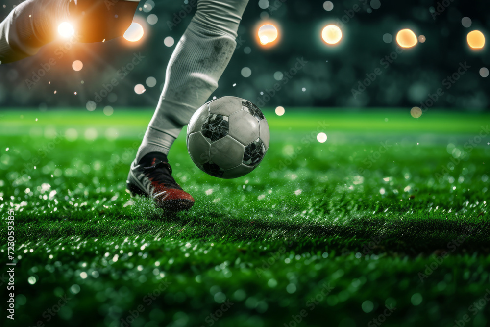 Close up of football player leg action in running game at football ...