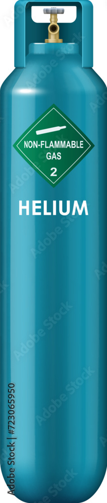 Realistic helium gas cylinder compressed gas metal balloon. Isolated ...