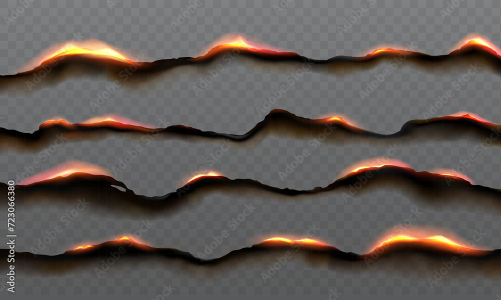 Paper burning edges. Realistic 3d vector parchment burnt effect with ...