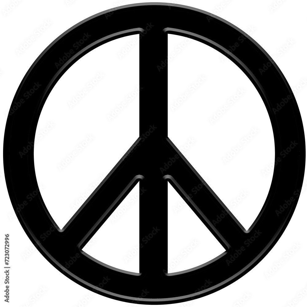 Metallic black peace sign illustration. PNG with transparent background ...