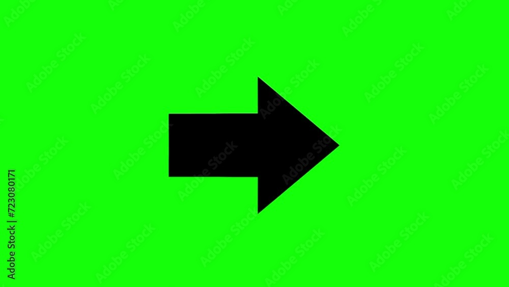 Animation of arrow pointing right on green screen background. Social ...