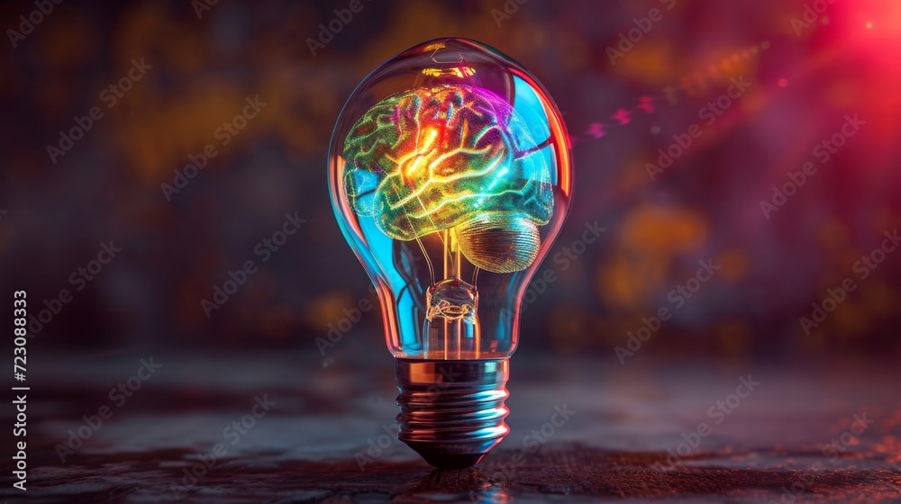 A digital artwork featuring a lightbulb with a transparent glass ...