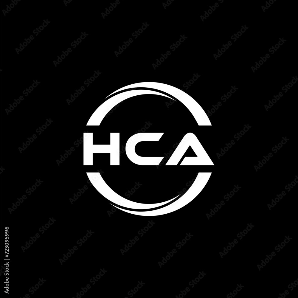 HCA letter logo design with black background in illustrator, cube logo ...
