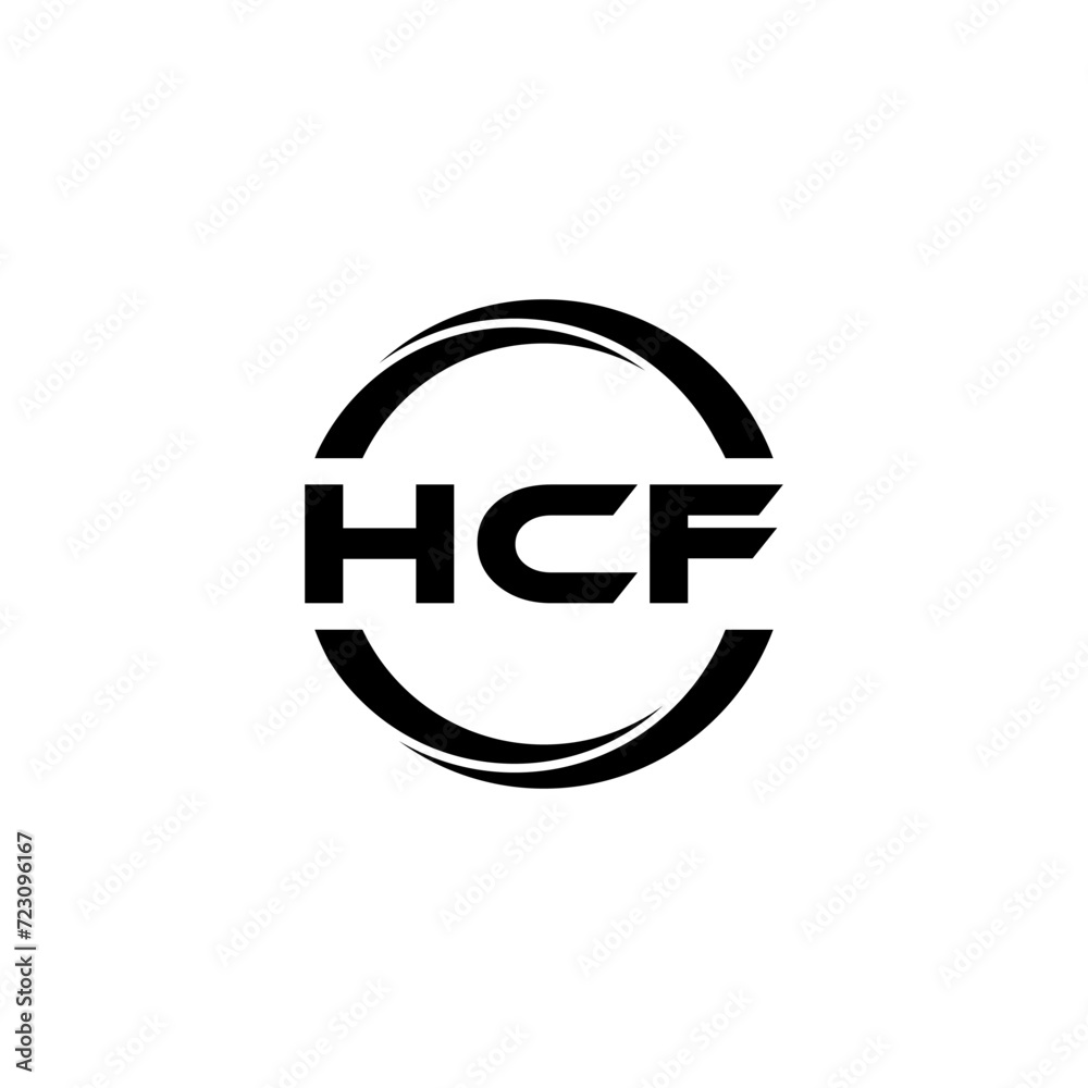 HCF letter logo design with white background in illustrator, cube logo ...