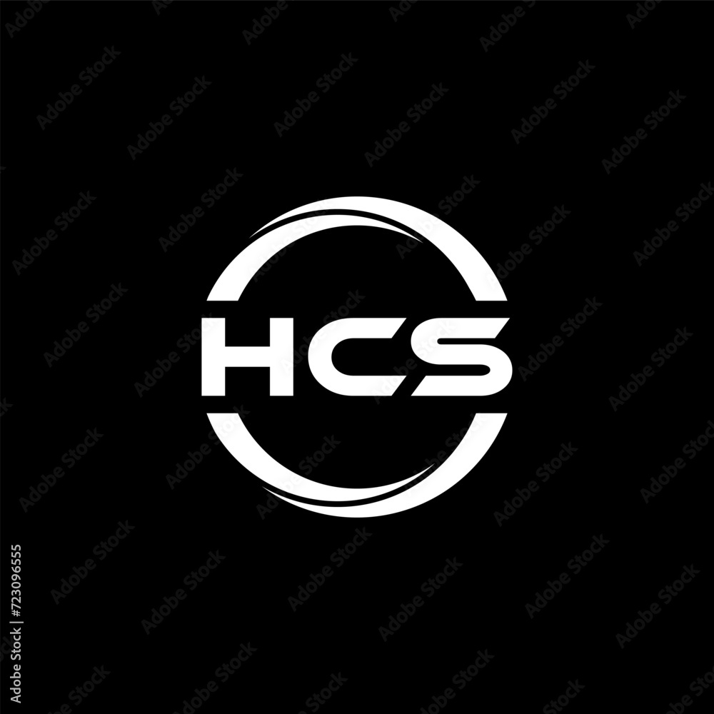 HCS letter logo design with black background in illustrator, cube logo ...