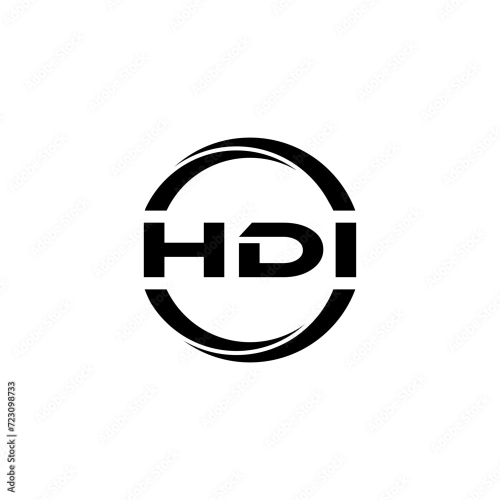 HDI letter logo design with white background in illustrator, cube logo ...