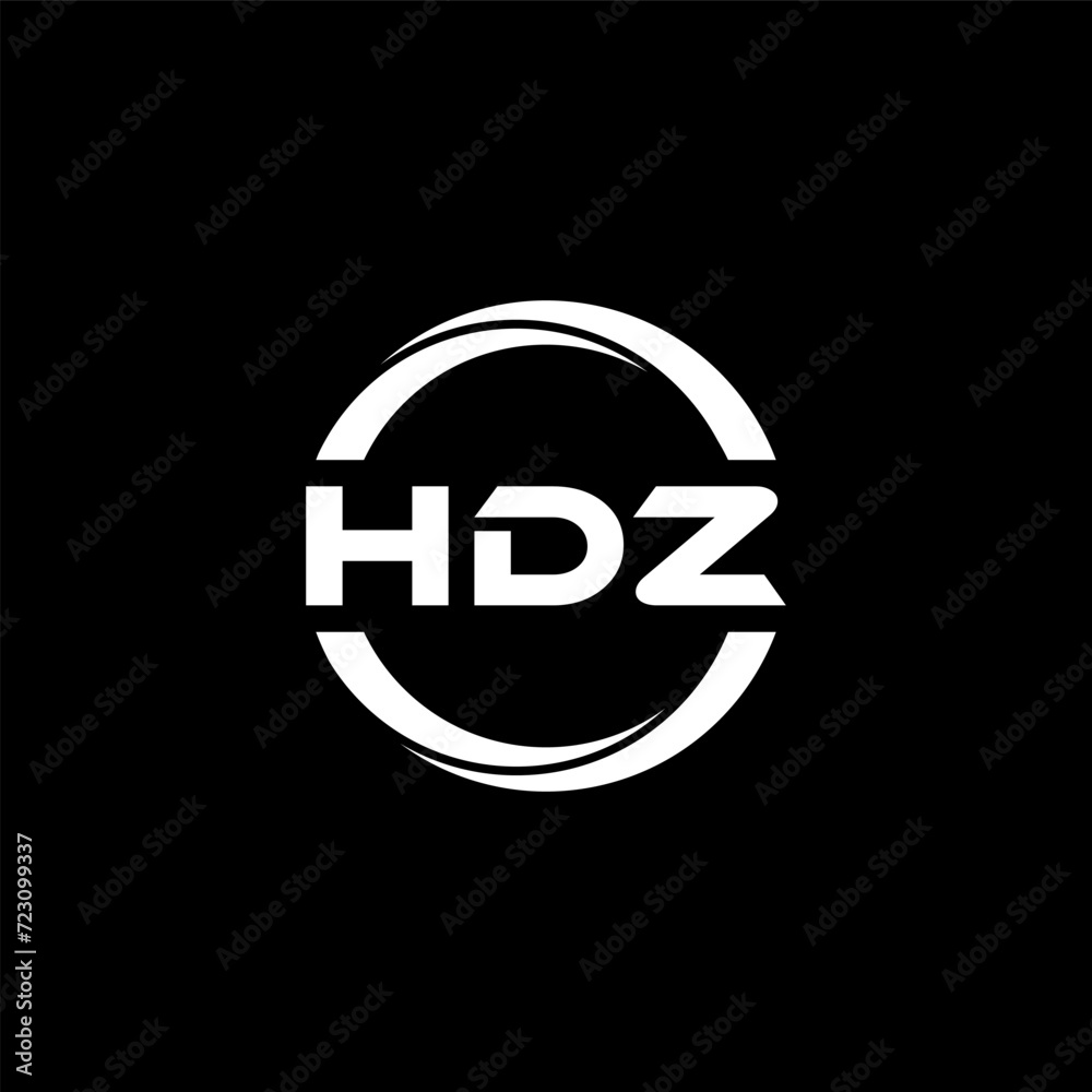 HDZ letter logo design with black background in illustrator, cube logo ...