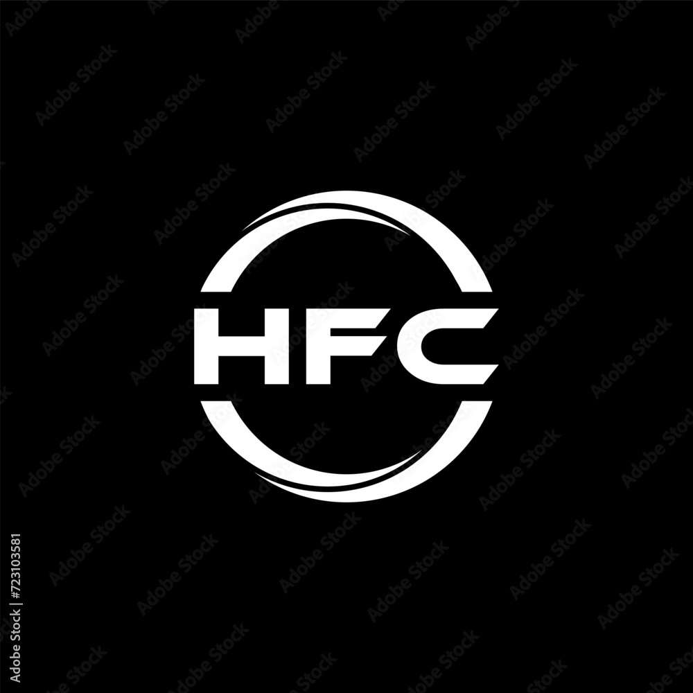 HFC letter logo design with black background in illustrator, cube logo ...
