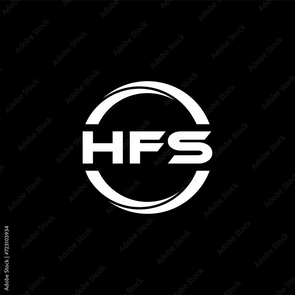 HFS letter logo design with black background in illustrator, cube logo ...