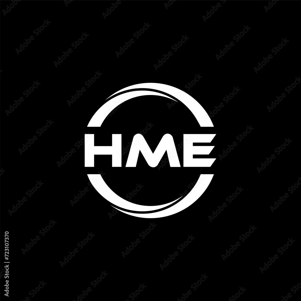 HME letter logo design with black background in illustrator, cube logo ...