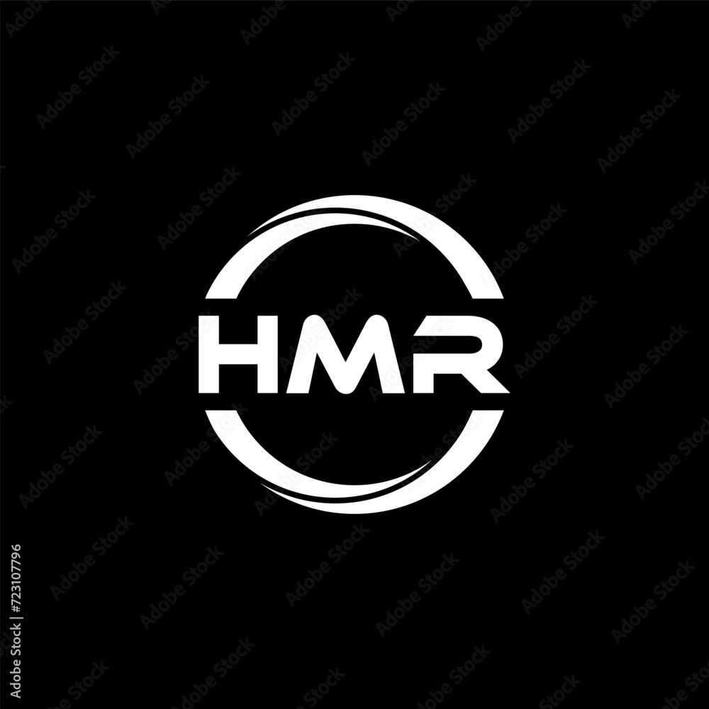 HMR letter logo design with black background in illustrator, cube logo ...