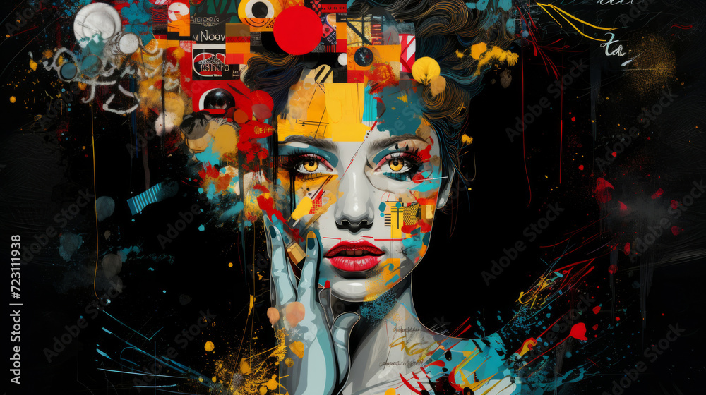 Pop art woman, vibrant colors and retro style. Playful, energetic and ...