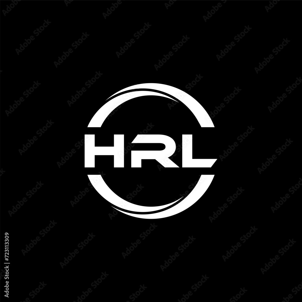 HRL letter logo design with black background in illustrator, cube logo ...