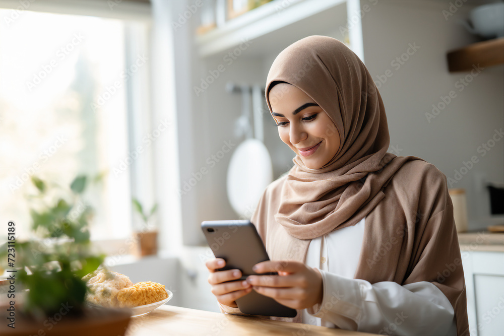 Generative AI technology conceptual picture Young confident arabian ...