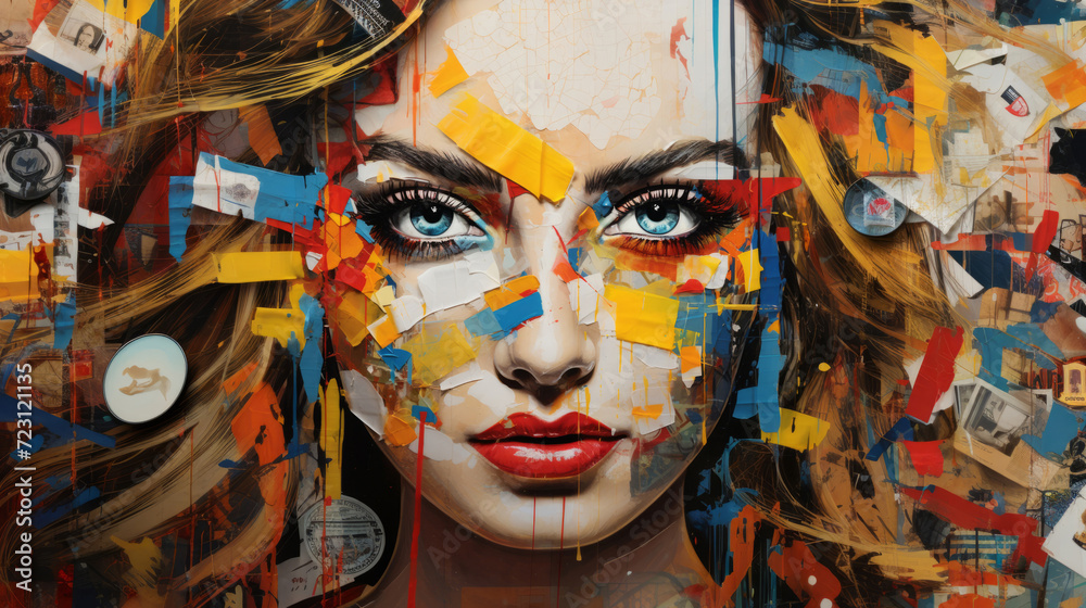 Pop art woman, vibrant colors and retro style. Playful, energetic and ...