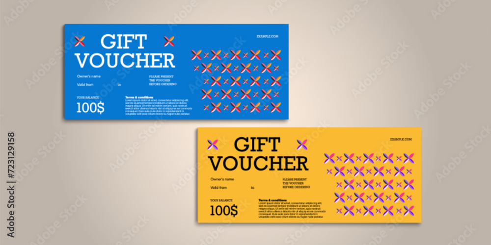 Abstract gift voucher card template. Modern discount coupon or ...