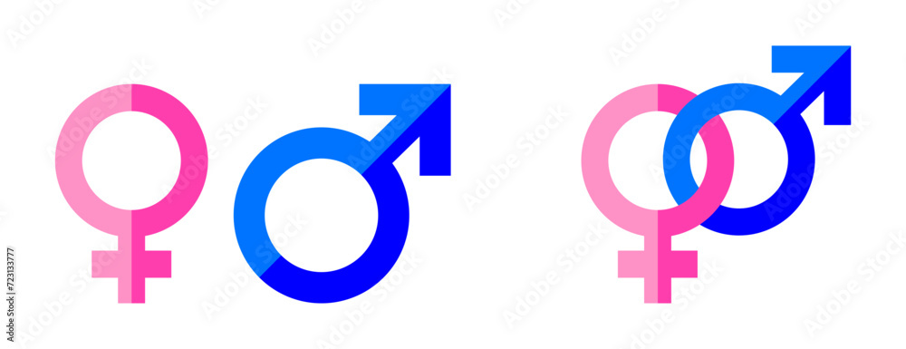 Pink and blue gender symbol, male and female symbol for design, logo ...