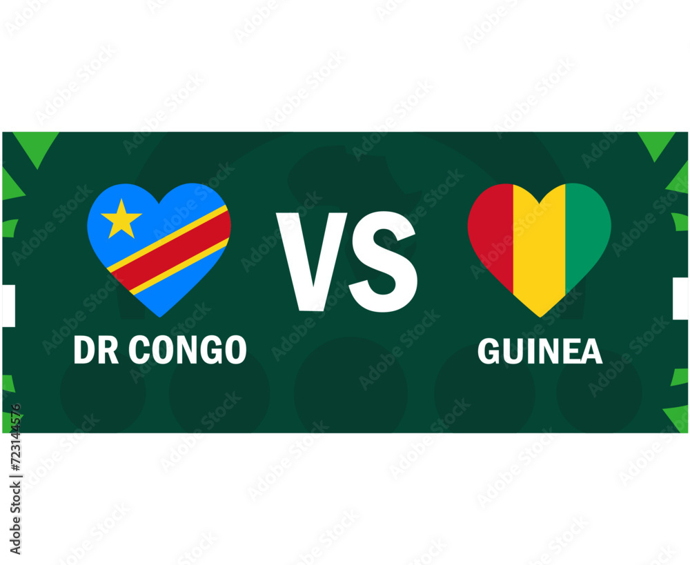 Dr Congo And Guinea Match Flags Heart African Nations 2023 Emblems ...