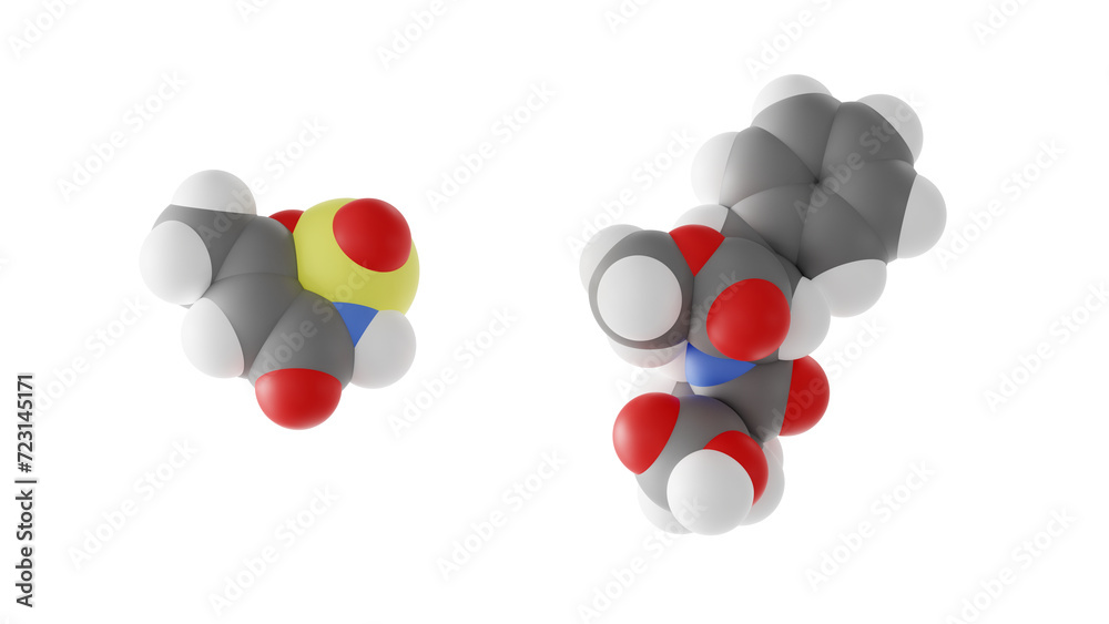 Aspartame Acesulfame Salt Molecule E962 Molecular Structure Isolated