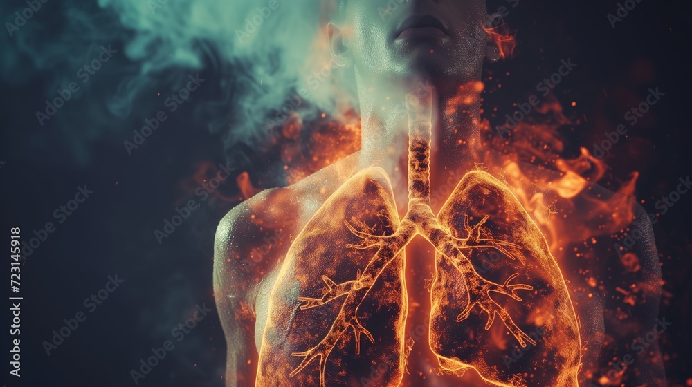 ภาพประกอบสต็อก Body transforming into smoke, symbolizing the effects of ...