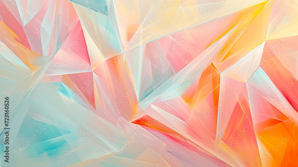 An abstract geometric wallpaper with angular shapes in soft shades of ...