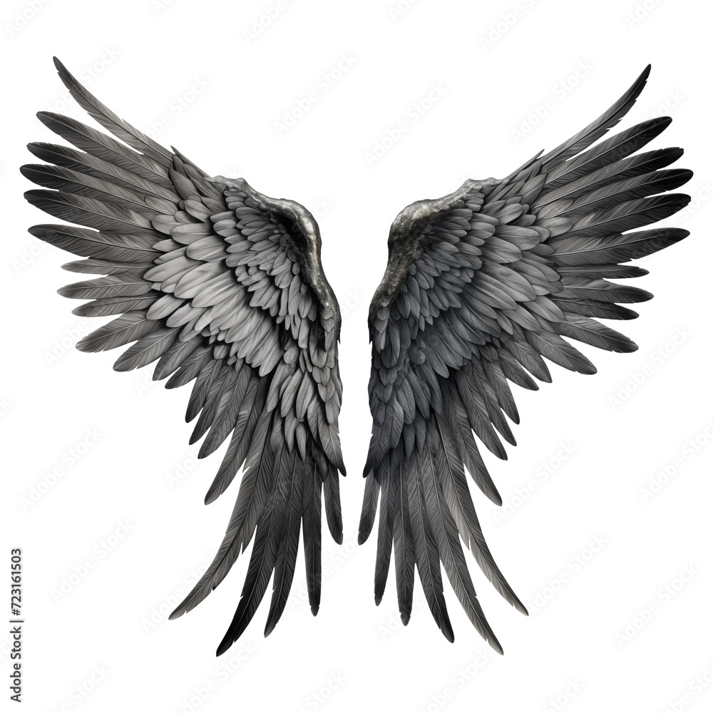 black wings isolated on transparent background. Black wing overlay for ...