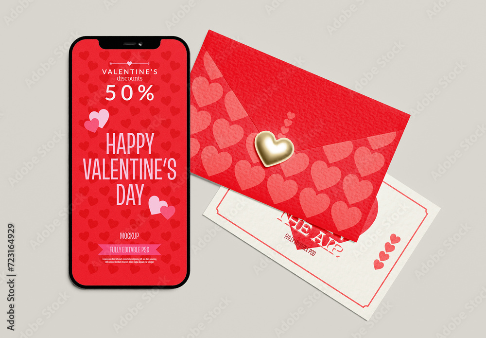 Valentine's Day Theme Mockup Stock Template | Adobe Stock