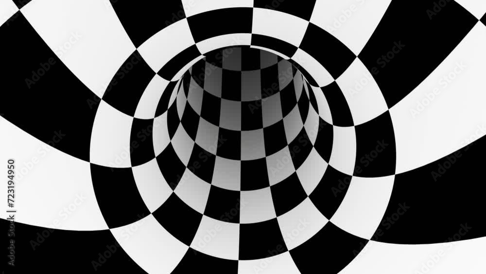 3d abstract black and white tiles checkered texture tunnel background ...