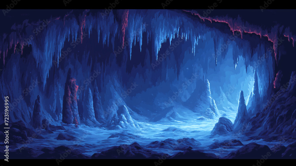 pixel art of ice cave dungeon background battle scene in RPG old school ...