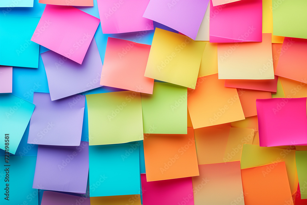 Colorful abstract background pattern of empty sticky notes, colorful ...