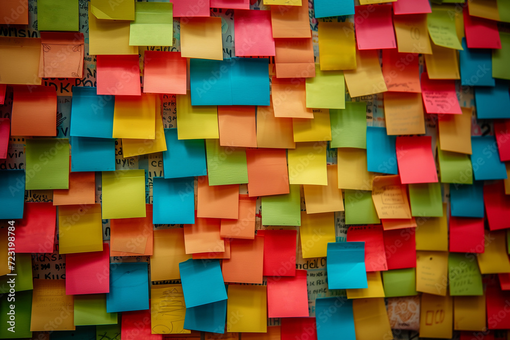 Colorful abstract background pattern of empty sticky notes, colorful ...