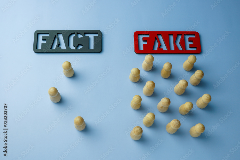 Plates of fact and fake with figures who chose them. Disinformation and ...