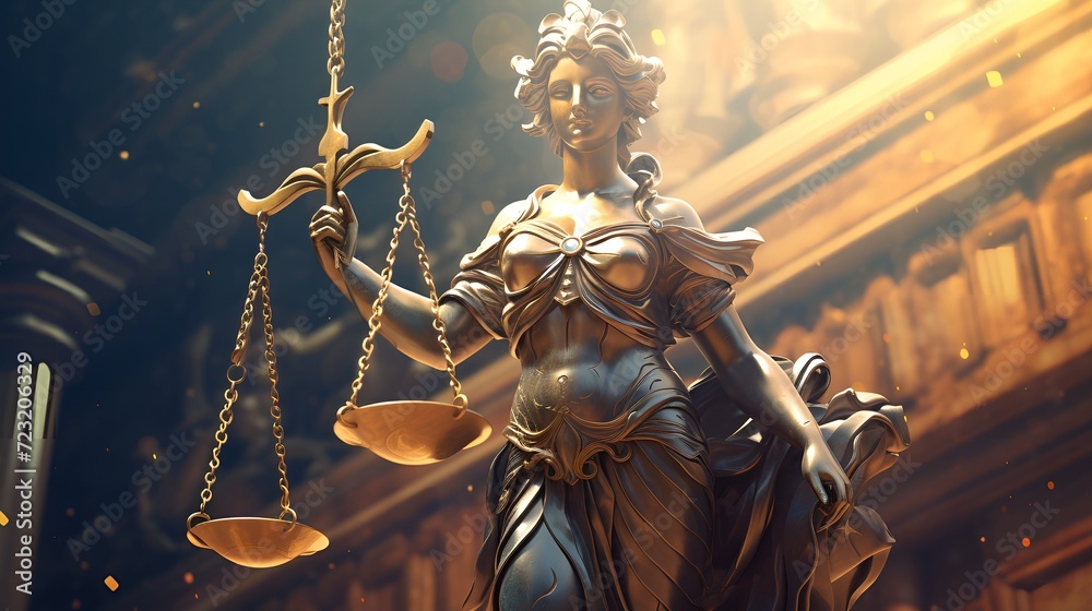 Poster Symbol of Law: Lady Justice Statue with Scales – Wall Art ...