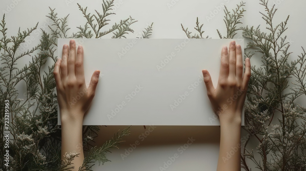 Hands Holding a White Board, A Person's Hands with a Signboard, Two ...